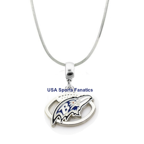 NFL Baltimore Ravens Football Logo Pendant Necklace On A 925 Snake ...