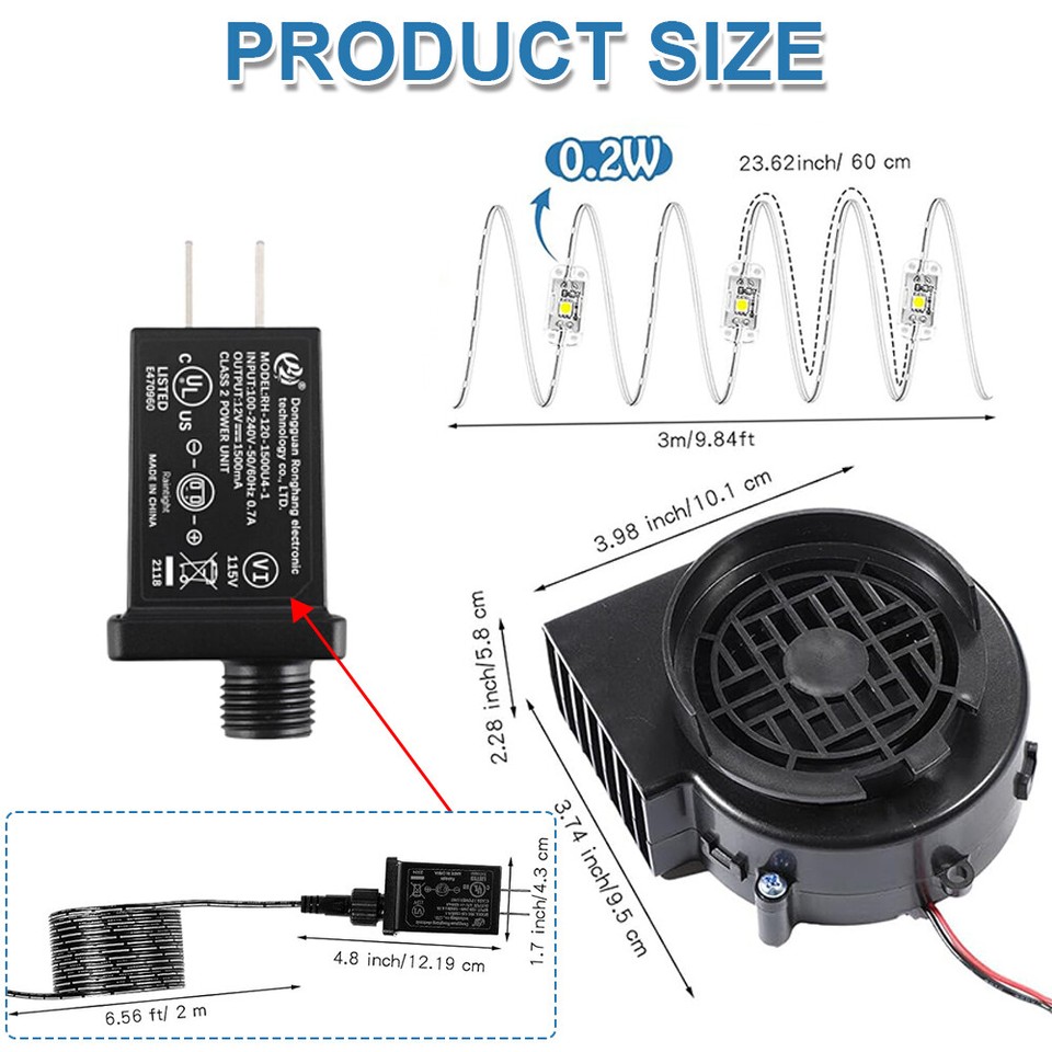 Replacement 12V Air Blower Fan w/ 5LED Bulb For Christmas Inflatables ...