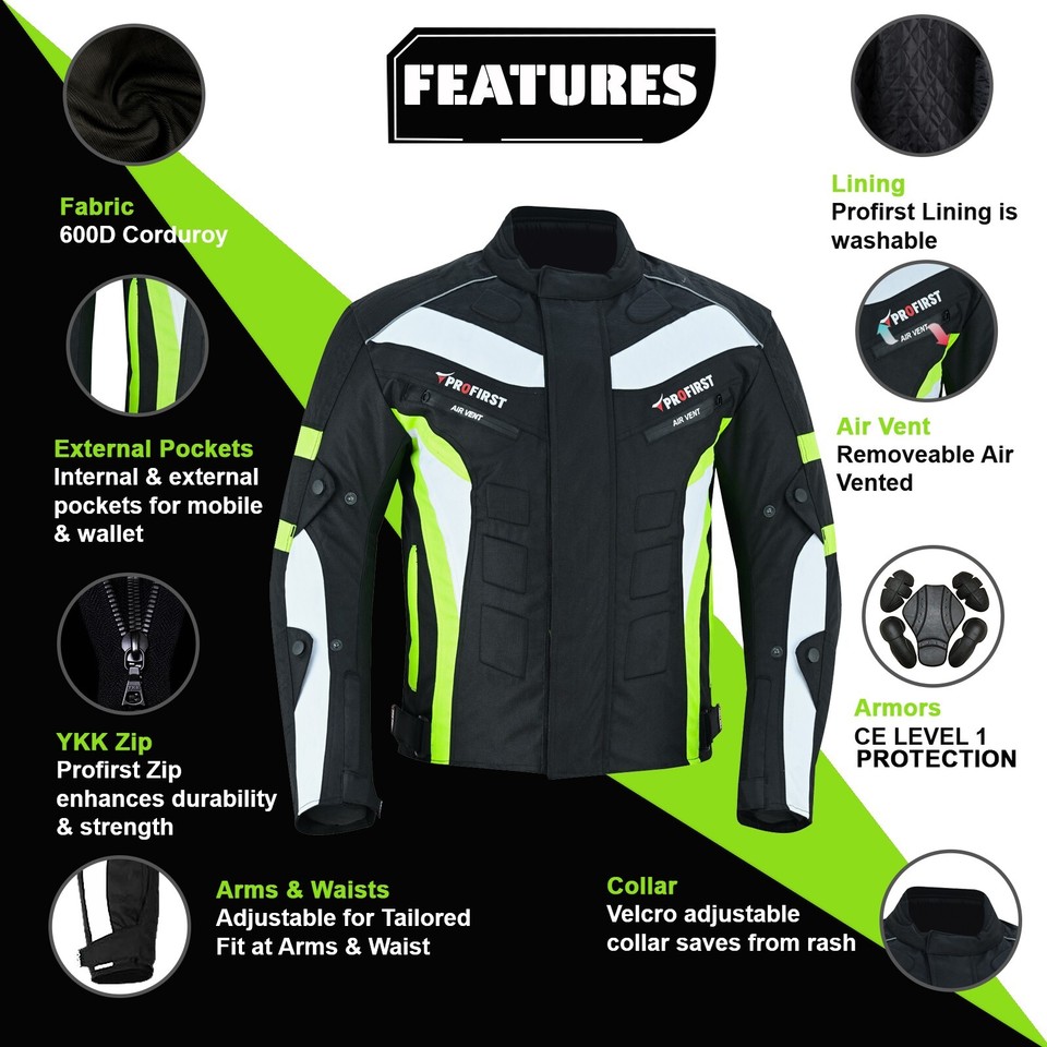 Profirst Motorcycle Waterproof Cordura Textile Jacket Motorbike Riding ...