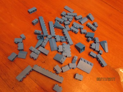 Lego 64 pc brick blue lot 1x2, 1x4 slope 1x1 1x3 roof angle 1x6 1x8 ...