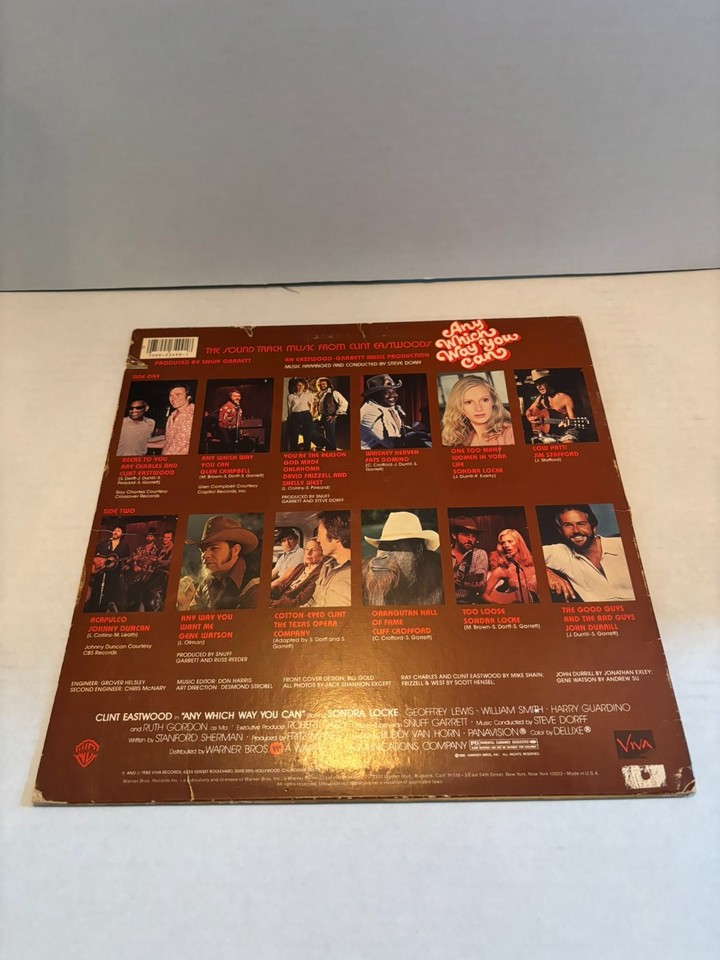 Vintage Vinyl Soundtrack "Any Which Way You Can" Clint Eastwood Warner ...