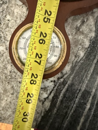 vtg Jason Empire 28" Banjo Wall Weather Station Mahogany Barometer/Temp ...