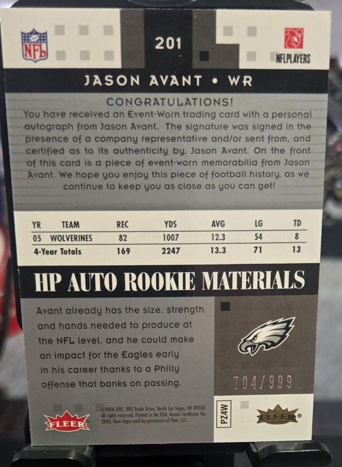Jason Avant 2006 Hot Prospects 4 Patch Auto /999 | eBay