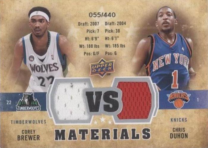 2009-10 Upper Deck - Vs Dual Materials Corey Brewer, Chris Duhon #VS-DB ...