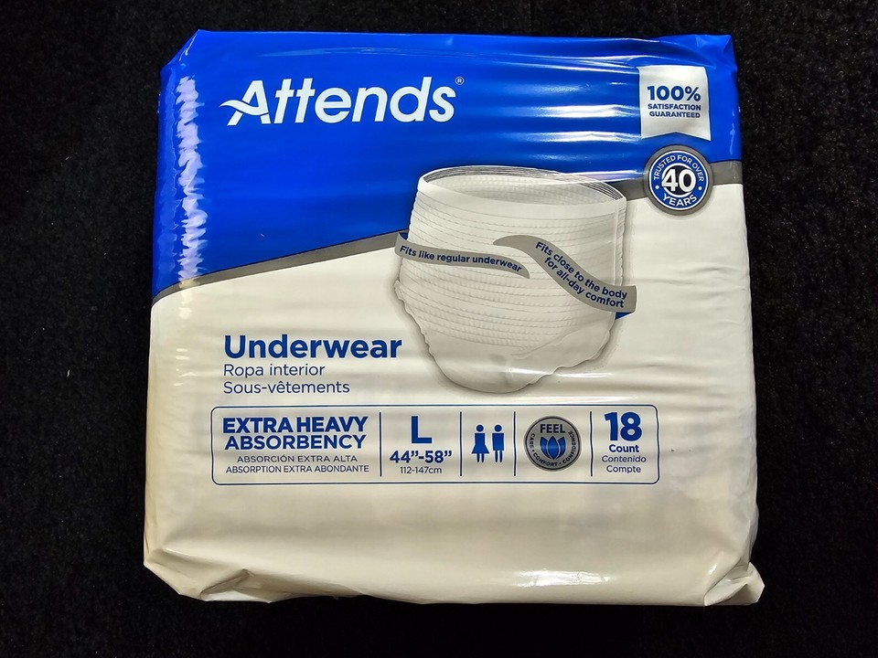 (QTY 72) Attends Size Large 44"-58" Extra Heavy Absorbency Protective ...