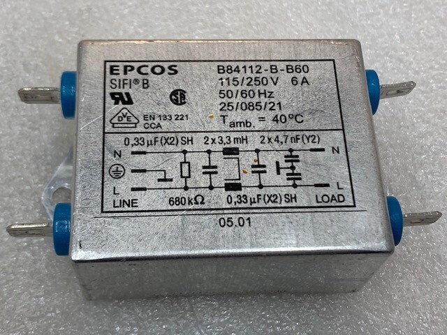 Epcos Line Noise Filter B84112-B-B60 115/230V 6A 50/60Hz Used Good ...