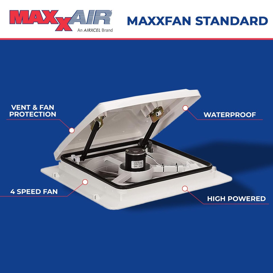 Maxxair Original Maxxfan RV Vent Fan with Rain Protection and 4 Speed ...
