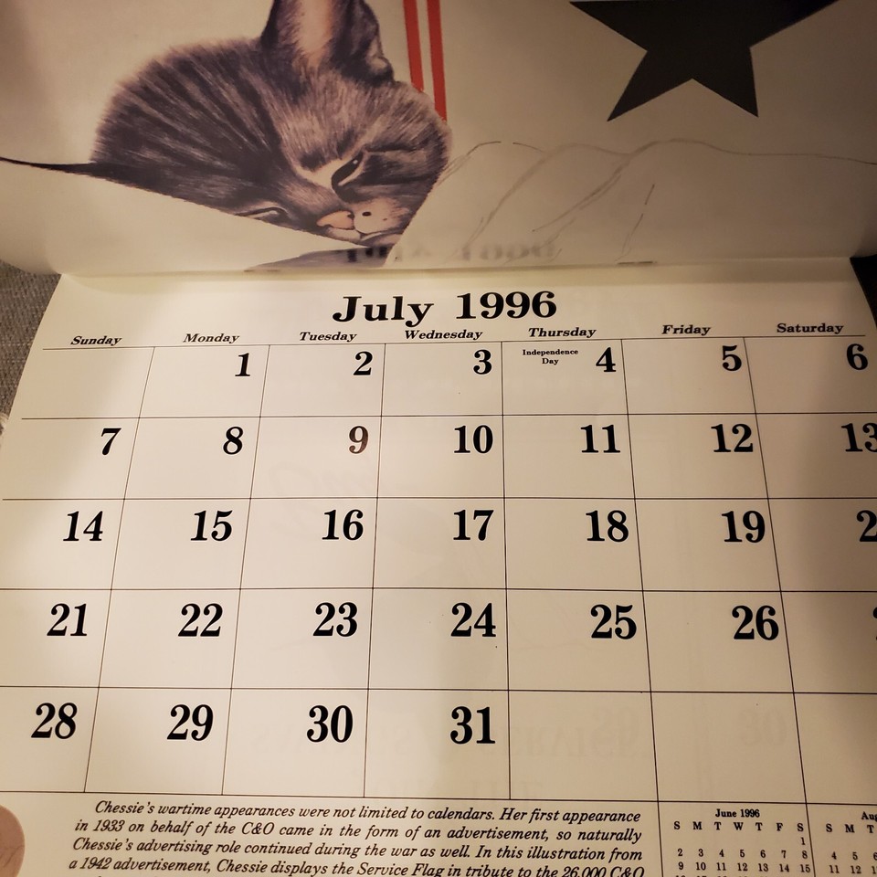 Chessie System calendar, vintage, 1996 | eBay