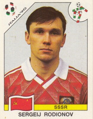 Sticker SERGEY RODIONOV USSR FIFA WC Italy 1990 ITALIA 90 D novine Yu ...