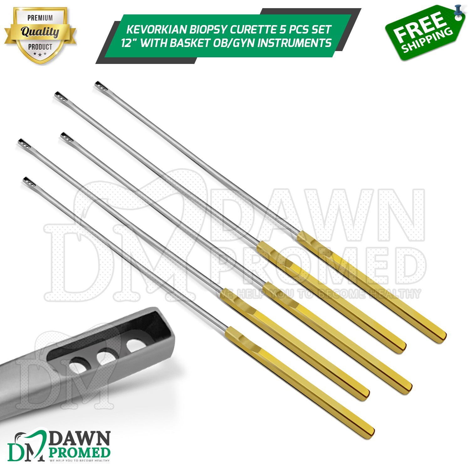 Kevorkian Biopsy Curette 5 Pcs Set 12" With Basket OB/GYN Surgical Inst ...