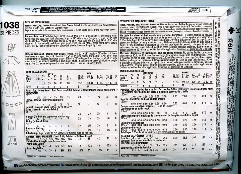 Marvel Avenger - THOR - Men AND Boys - Simplicity Pattern Sizes 3-8/S ...