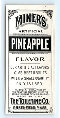 The Toiletine Co Miner s Pineapple Flavor Label Greenfield, Mass | eBay