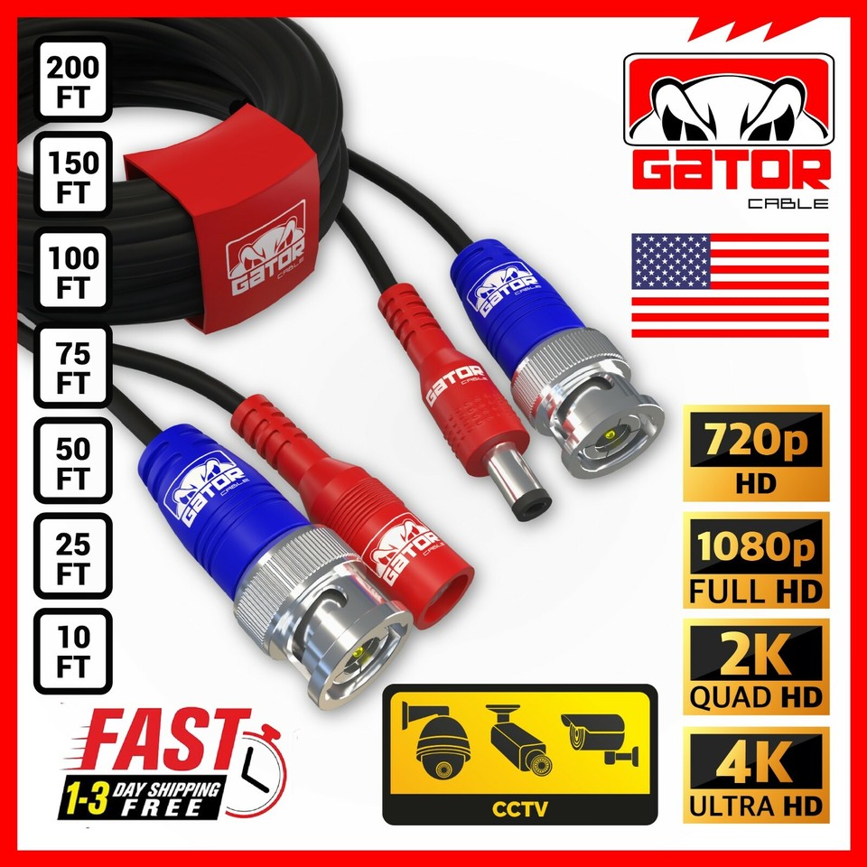 CCTV BNC Video Power Extension Cable For Security Camera DVR System HD ...