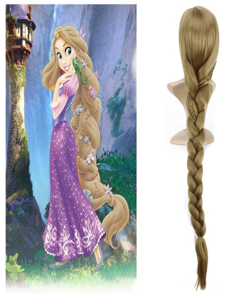 K882 Rapunzel Costume Synthetic Hair Wig Tangled Princess Cosplay Long ...