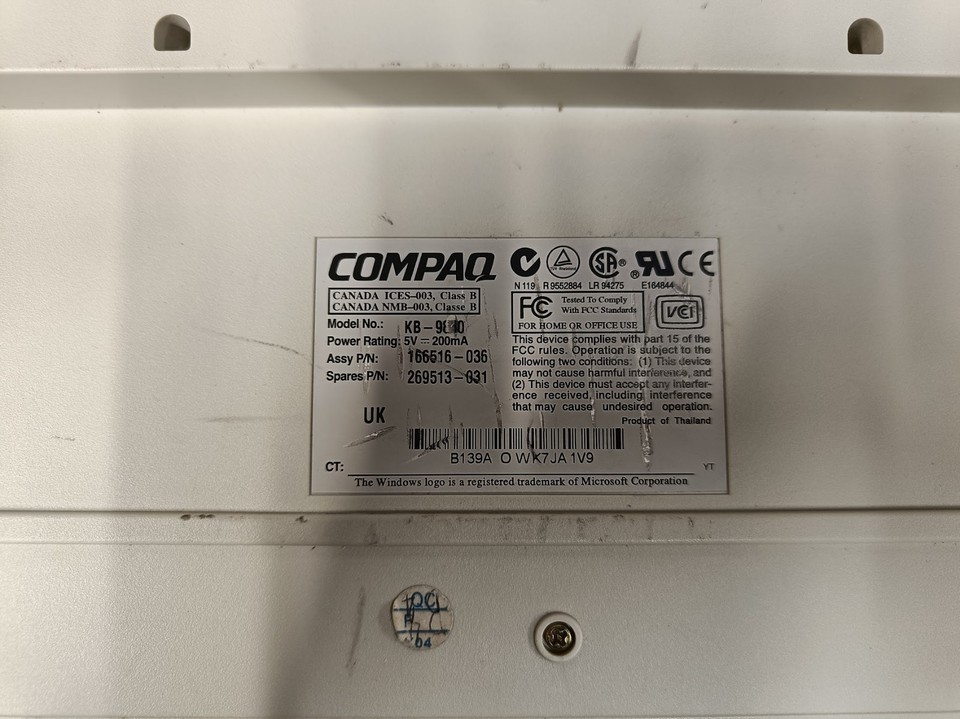 Vintage Compaq Kb-9860 UK Keyboard PS/2 PS2 Beige 166516-036 | eBay UK