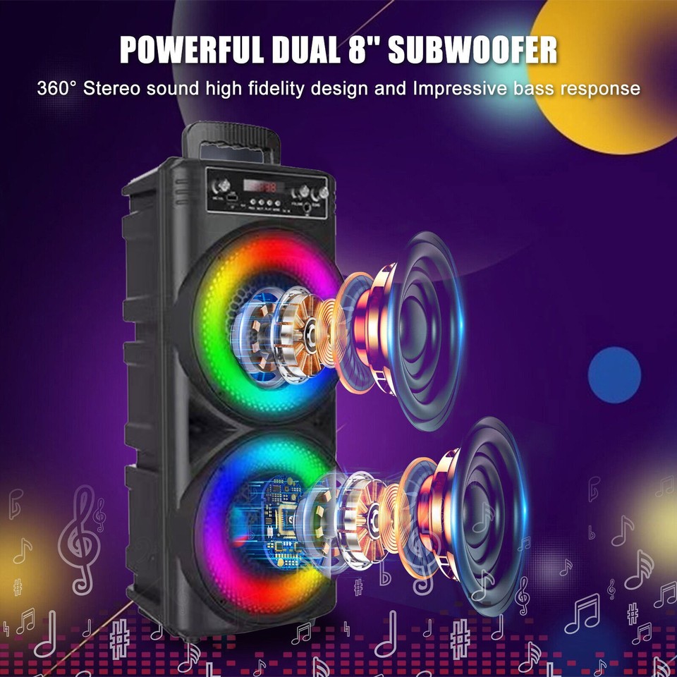 3000W Portable Bluetooth Speaker Sub Woofer Heavy Bass Sound System ...