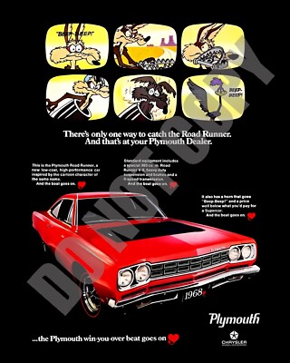 1968 Plymouth Road Runner Car Auto Magazine Brochure Promo Ad 8x10 ...