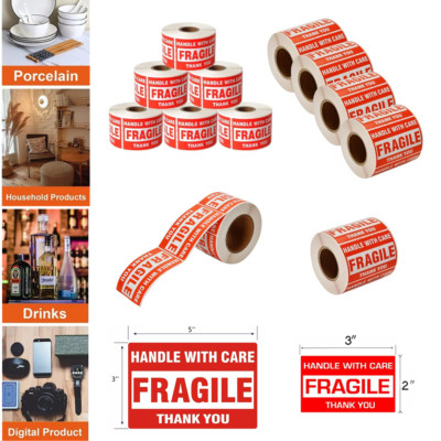 3000 Fragile Stickers 2x3 3x5 Fragile Label Sticker Handle With Care ...