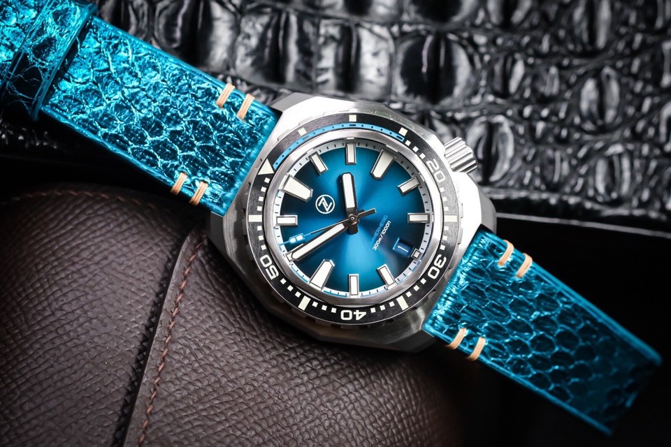 Blue snake skin leather Handmade Watch Strap | eBay
