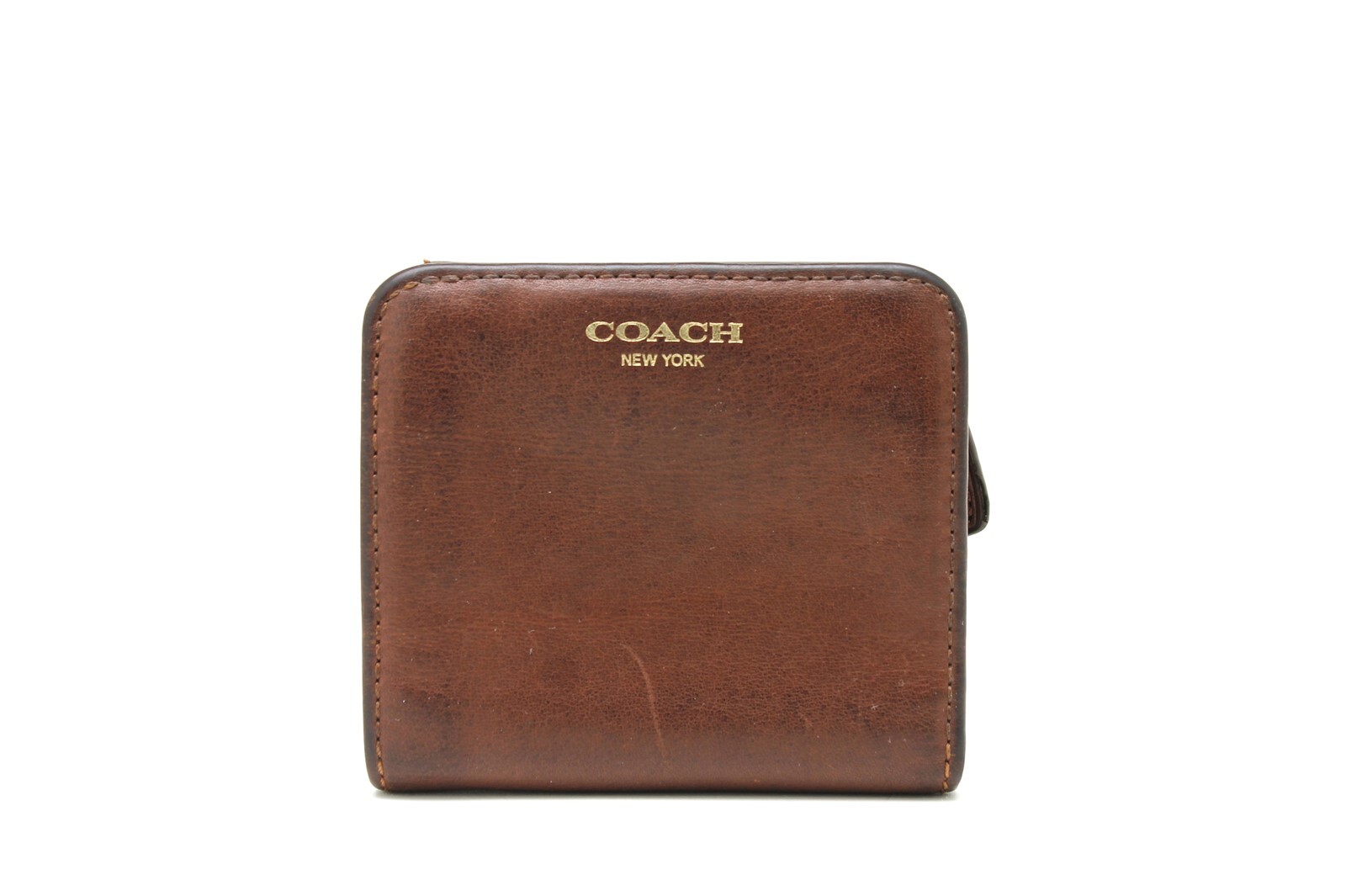 COACH Brown Leather Small Bifold Wallet - Gem
