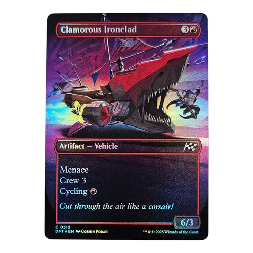 Clamorous Ironclad #312 Borderless Foil Artifact-Vehicle MTG Aetherdrift (DFT) | eBay
