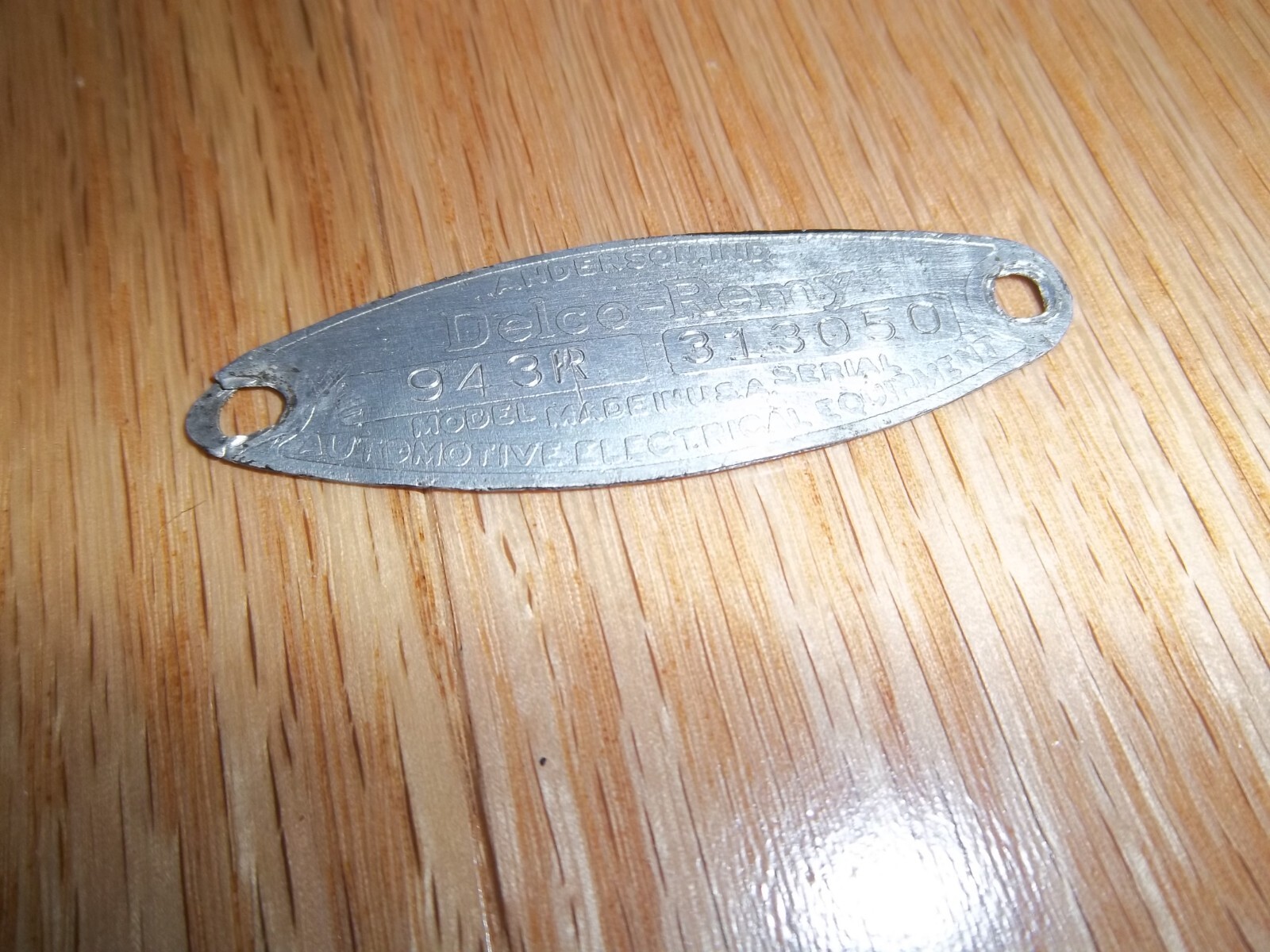 1928-1940 Delco Remy 943-R Generator ID Tag, Chevrolet, Plymouth, Dodge ...