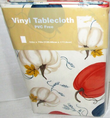 FALL Vinyl Tablecloth FALL PUMPKINS 52" X 70" Wipe Clean | eBay
