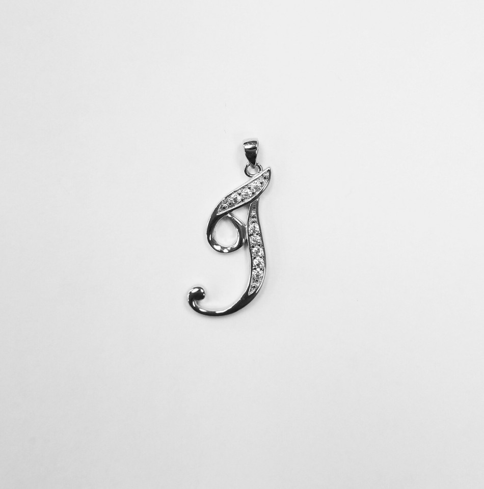 925 Sterling Silver Script Initials with CZ (Choose Initial) | eBay
