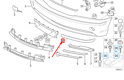 BMW 3 E46 Front Bumper Left Protective Rubber Strip 51117030607 NEW ...