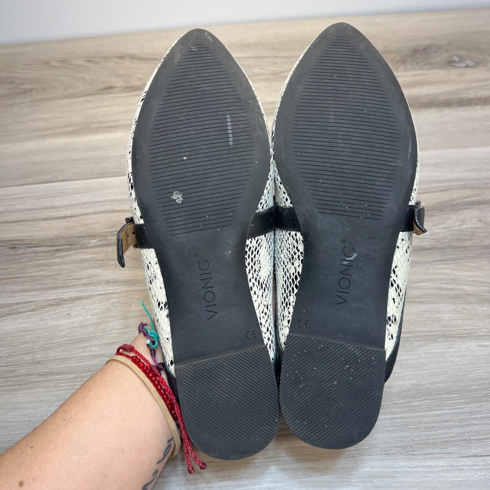 Vionic Esme Womens Size 7 Snake Print Slip On Flat Mules Strap Buckle ...