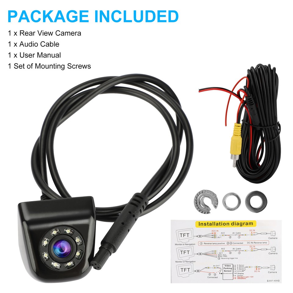 170° Car Rear View Reverse Camera HD Night Vision Parking Backup Cam ...