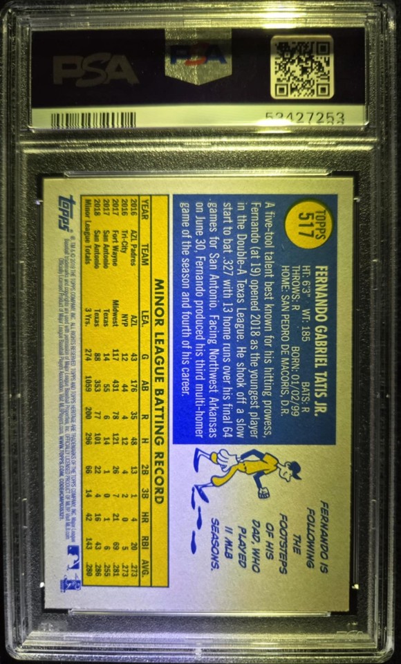 2019 Topps Heritage #517 Fernando Tatis Jr. RC PADRES ROOKIE PSA 10 GEM ...