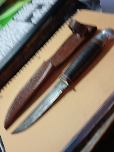 VINTAGE WESTERN FIELD HUNTING KNIFE & EMBOSSED LEATHER SHEATH | eBay