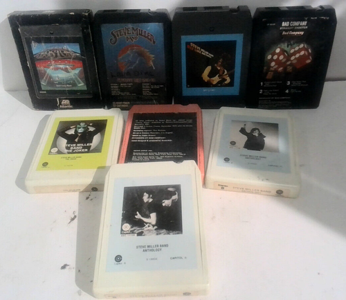 Lot Of 8 Eight Tracks STEVE MILLER BAND Bad Company BOSTON Fly Like An ...