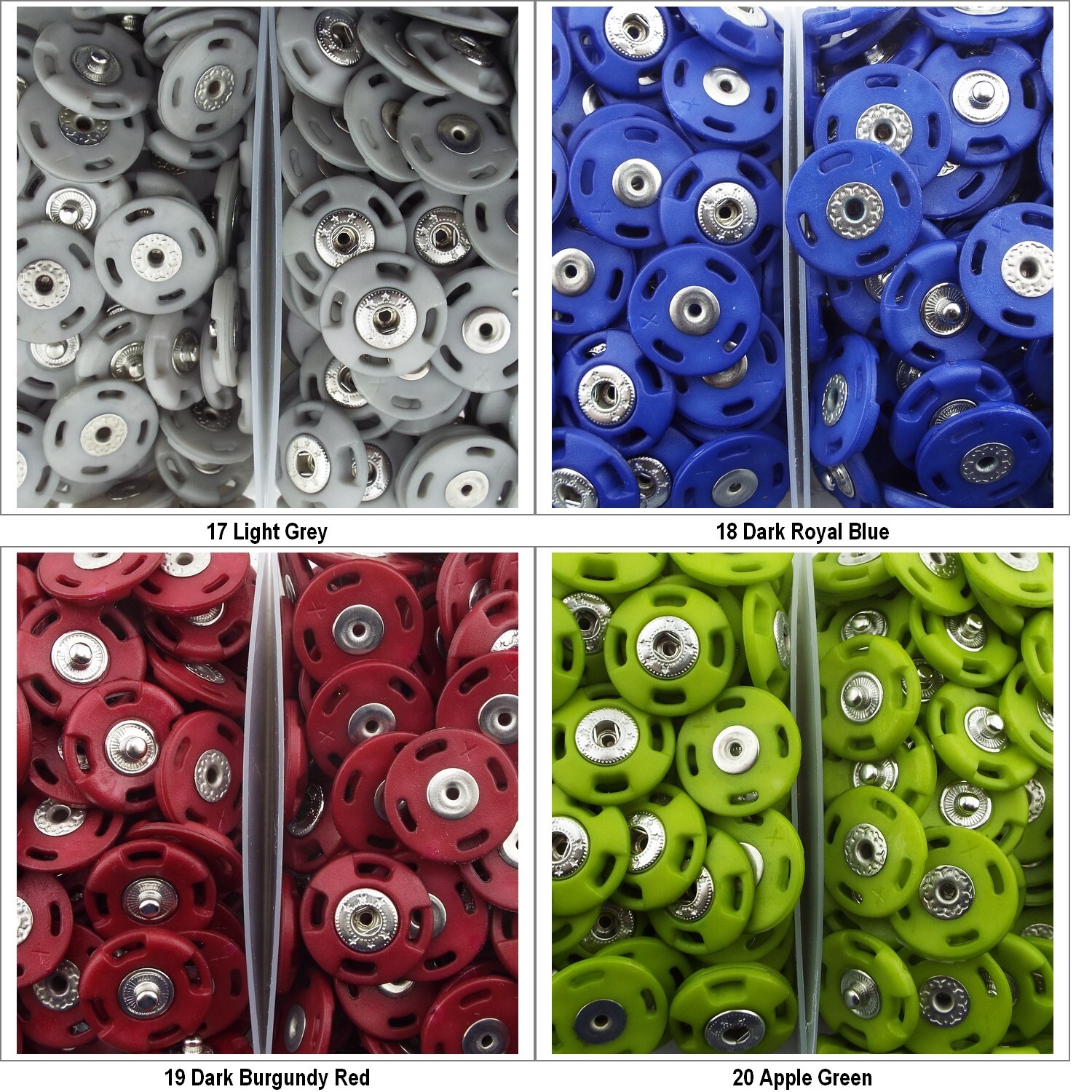 22 COLOUR LARGE 22mm Plastic Metal Popper Snap Fastener Press Stud BUY ...