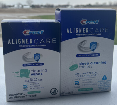 Crest Aligner Deep Cleaning Tablets & Wipes Set For Aligners, Retainers ...