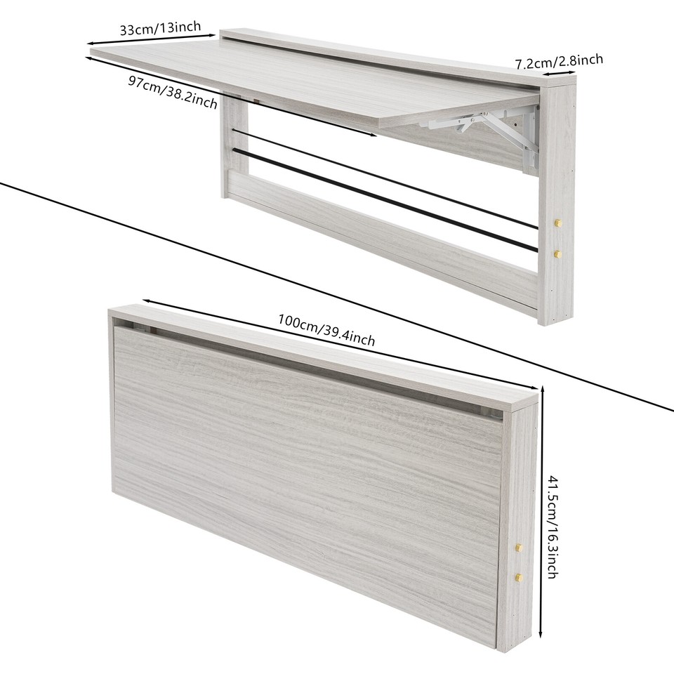 39.4x16.3-inch wall mounted folding desk stand foldable workbench ...