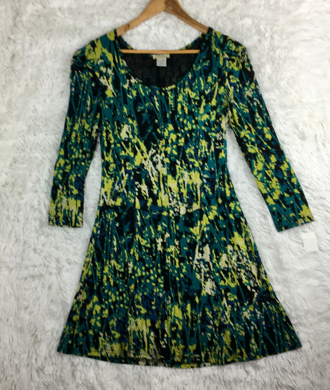 Moon Collection Dress Paint Splash Print Black and Gr… - Gem