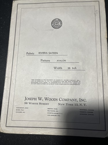 Vintage Woodco Fabric Swatches Cloth Pamphlet - Avalon Pattern | eBay