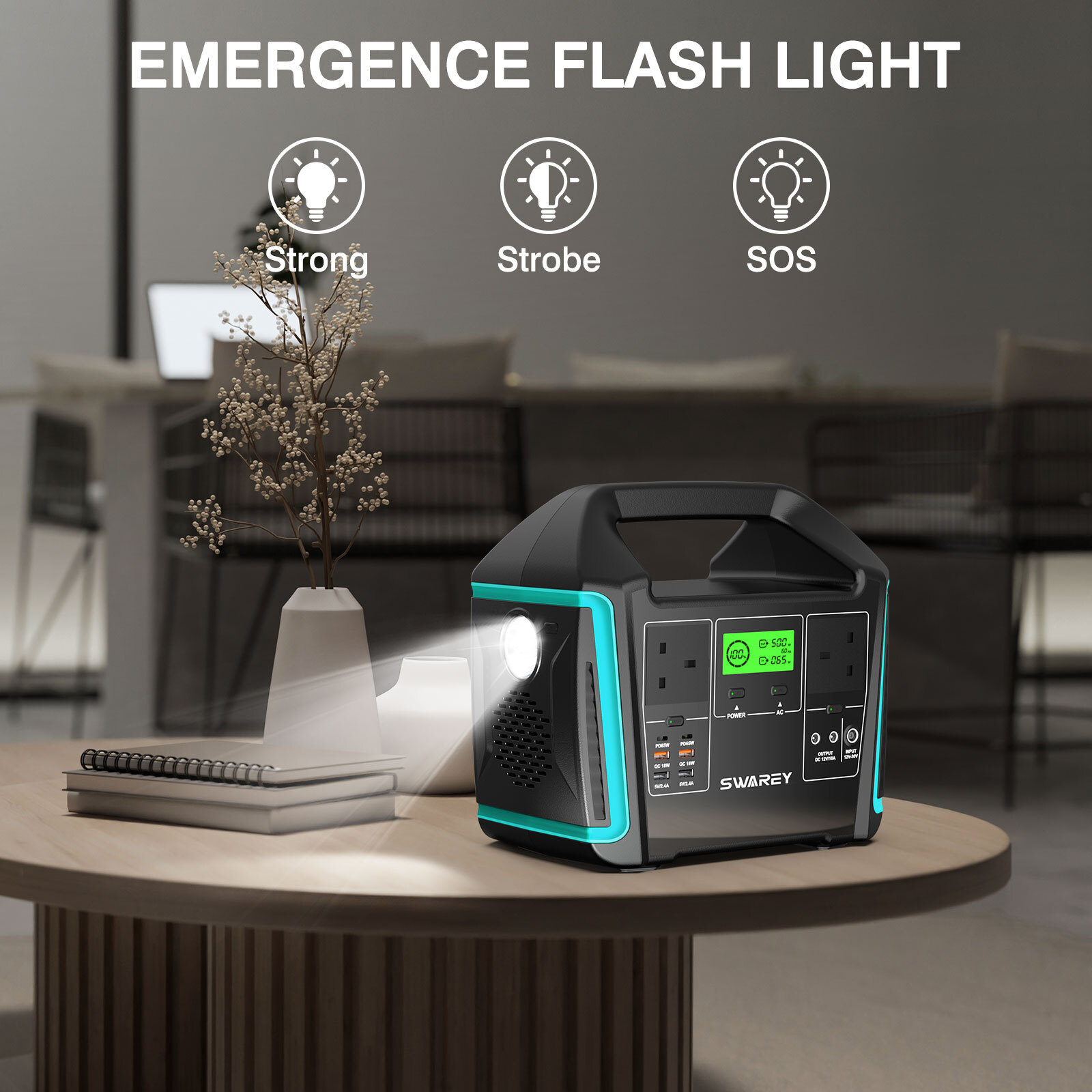 SWAREY Portable Power Station 1000W 725.76Wh Solar Power Generator ...