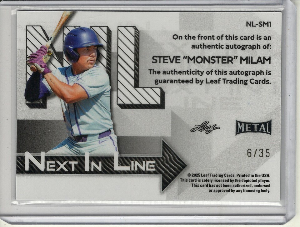 2025 LEAF METAL STEVE "MONSTER" MILAM ROOKIE/RC AUTO #6/35 *NEXT IN ...