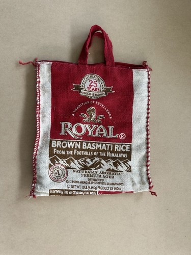 ROYAL BASMATI Rice Vintage Burlap Sack Bag Zipper Tote Close Top Two ...