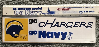 NFL San Diego CHARGERS go CHARGERS go Navy VNTG 1970's Team Logo Bumper ...