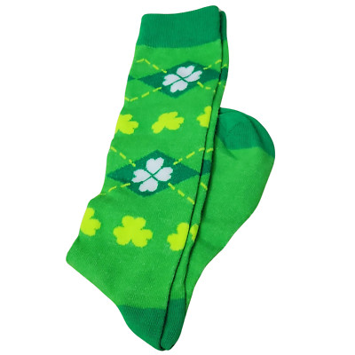 St Patricks Day Socks Womens 5-9 Green Knee Highs Lucky Clover Shamrock ...