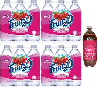 Fruit2O Zero Calorie Flavored Water, Raspberry, 6 Count, 16 fl oz (Pack ...