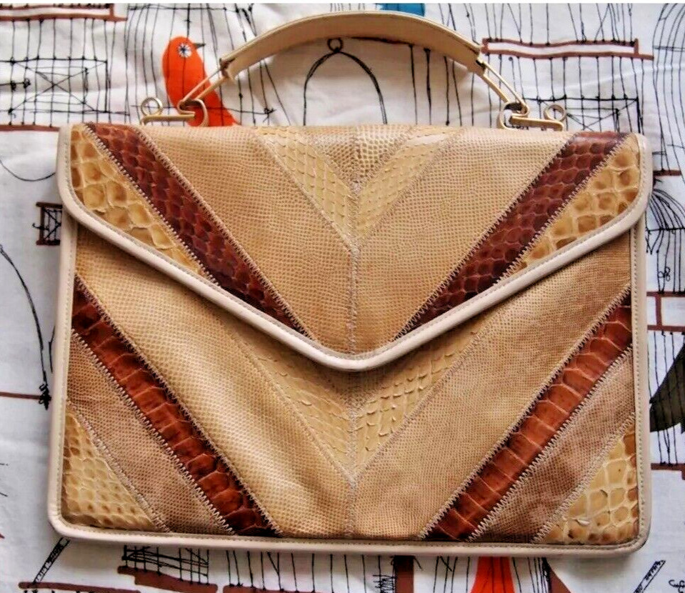 Rare Vintage Varon 70s Snakeskin Reptile Luxury Multi… - Gem