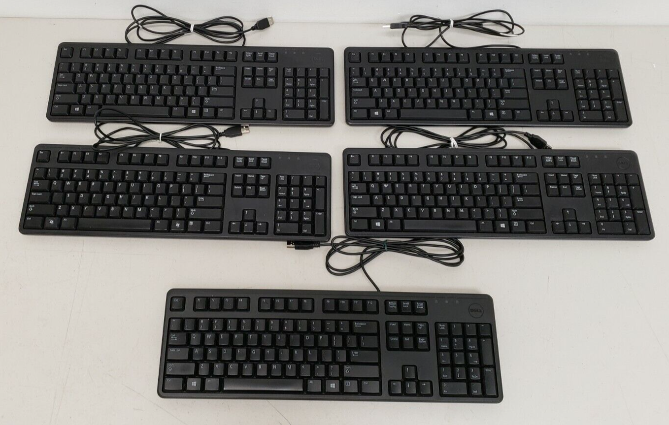 Lot Of 5 Dell KB4021 KB212-B Wired USB Desktop Keyboards Black Tested ...