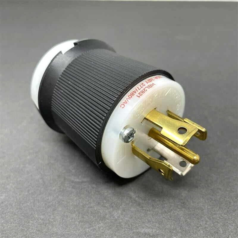 Hubbell HBL2821 Locking Plug, 30 amp, 3 Phase, 277/480V, L22-30P, Black ...
