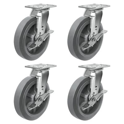 8 Inch Caster Wheels Heavy Duty,Capacity 700-2800LB- Rubber Wheels | eBay