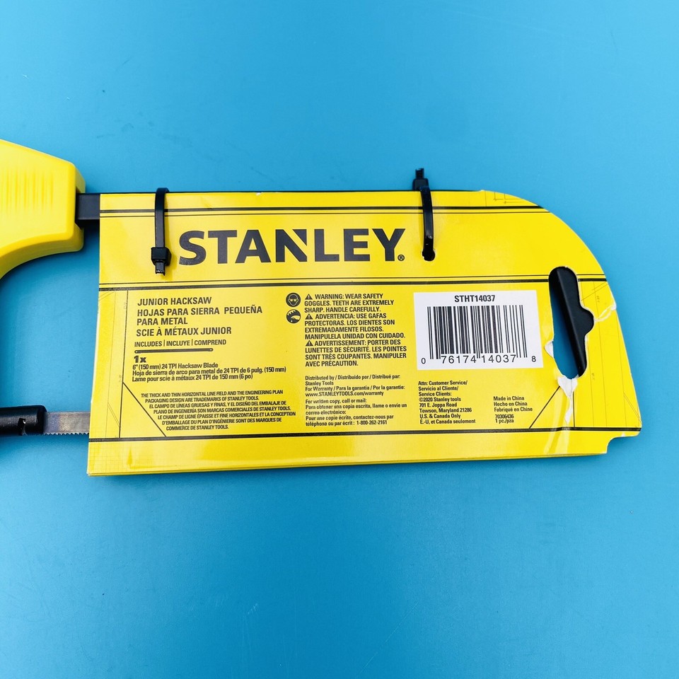 Stanley 6 In. Hack Saw Black & yellow Compact Metal Design Stanley ...